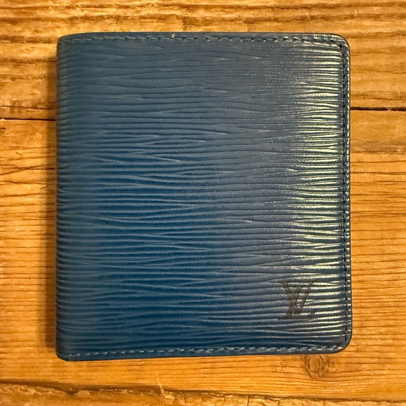 Louis Vuitton | Bags | Louis Vuitton Blue Leather Wallet | Poshmark